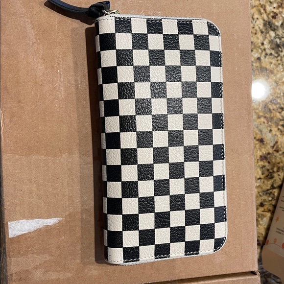 Clare V | Bags | Clare V Zip Wallet Black And Cream Checkered | Poshmark